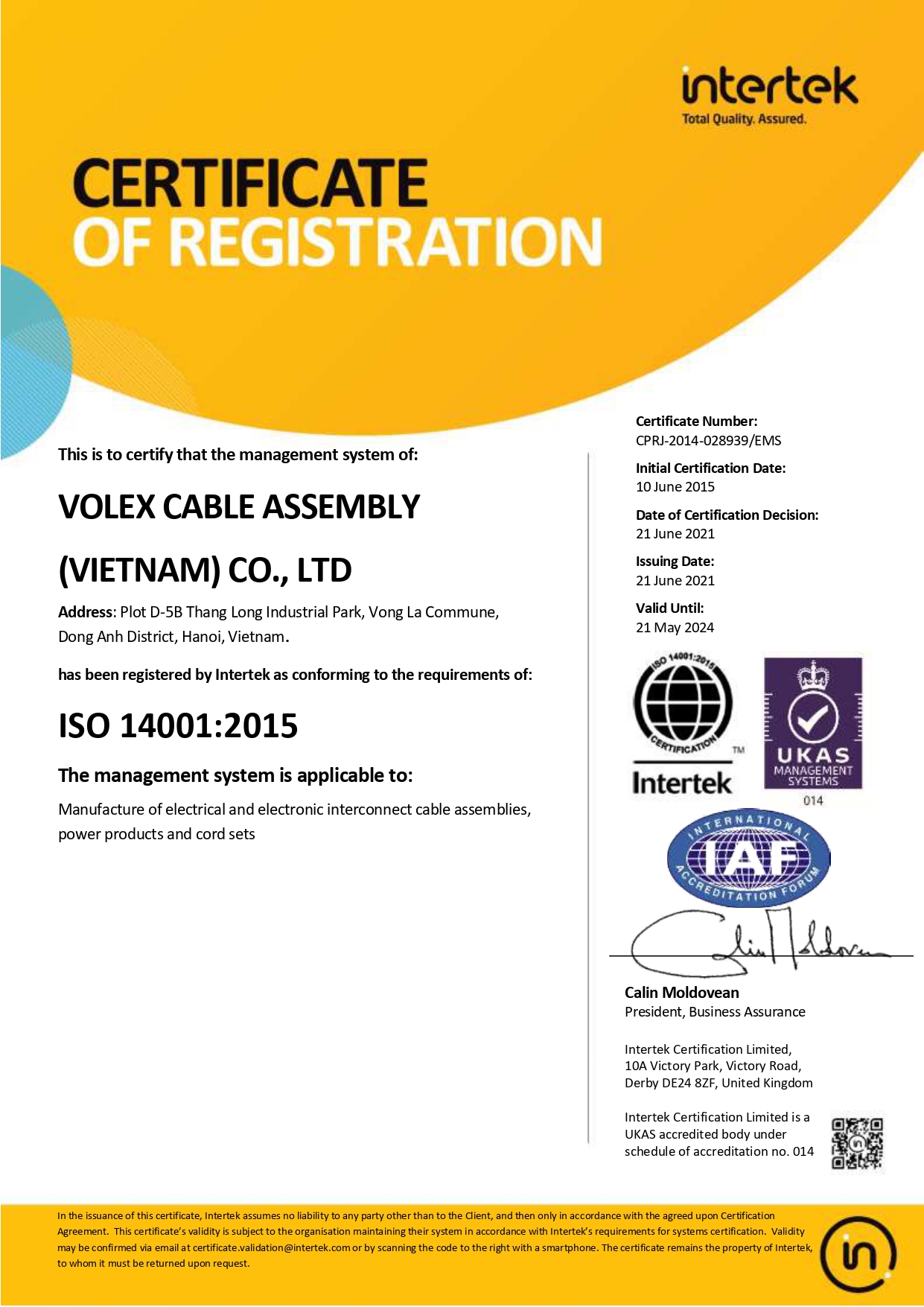 Volex Cable Assembly Vietnam Co., Ltd | Vietnam Yellow Pages